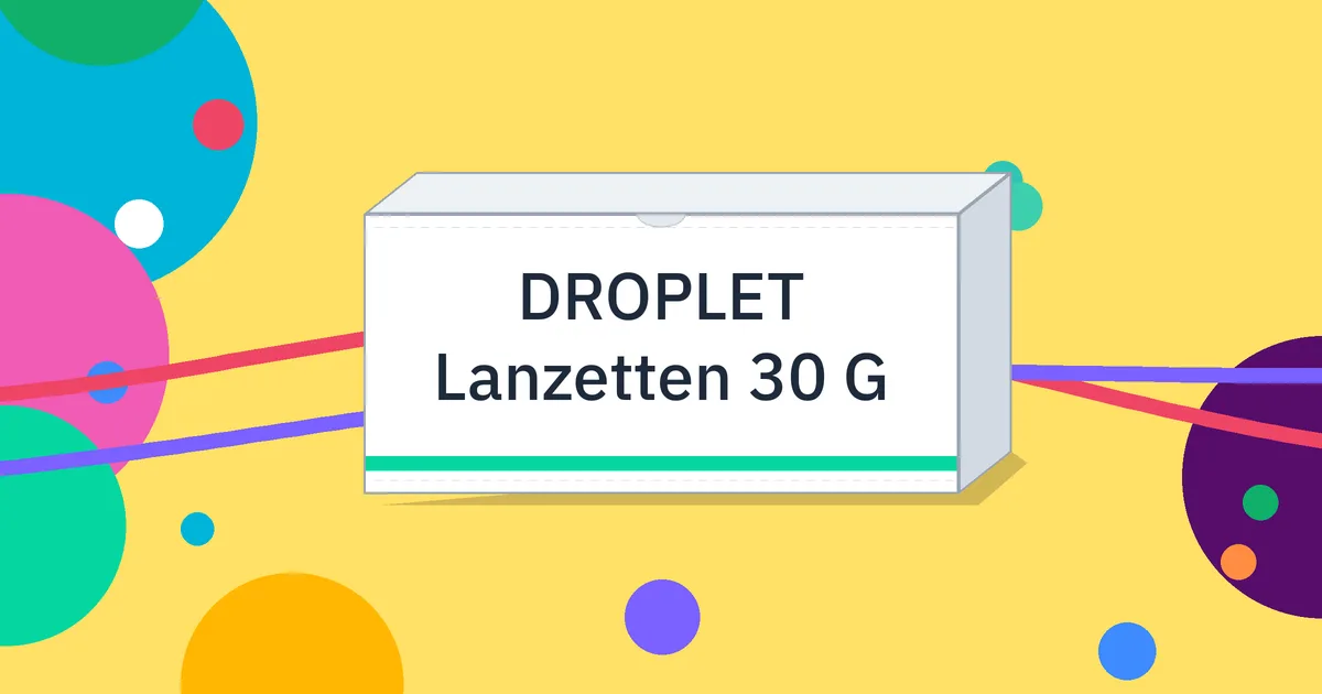 Symbolbild: Packung mit der Aufschrift DROPLET Lanzetten 30 G (PZN 13900952) – Verfügbarkeit und Bezug in Apotheken in Frankfurt am Main