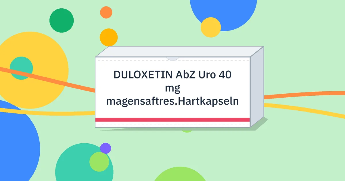 Symbolbild: Packung mit der Aufschrift DULOXETIN AbZ Uro 40 mg magensaftres.Hartkapseln (PZN 16599803) – Verfügbarkeit und Bezug in Apotheken in Frankfurt am Main