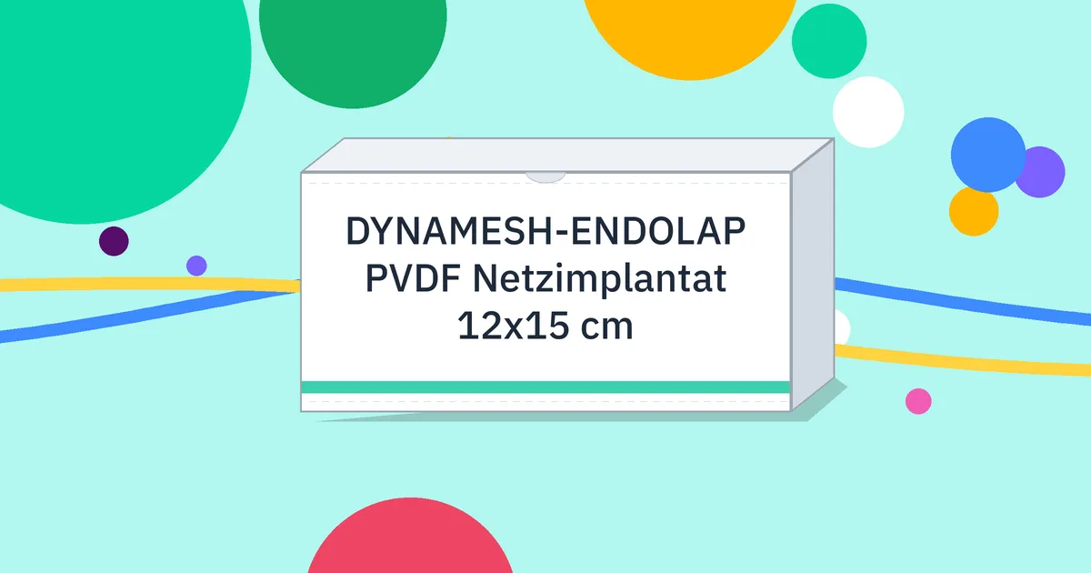 Symbolbild: Packung mit der Aufschrift DYNAMESH-ENDOLAP PVDF Netzimplantat 12x15 cm (PZN 19372595) – Verfügbarkeit und Bezug in Apotheken in Frankfurt am Main