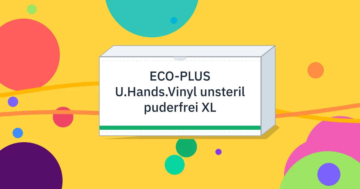 Symbolbild: Packung mit der Aufschrift ECO-PLUS U.Hands.Vinyl unsteril puderfrei XL (PZN 17887527) – Verfügbarkeit und Bezug in Apotheken in Frankfurt am Main