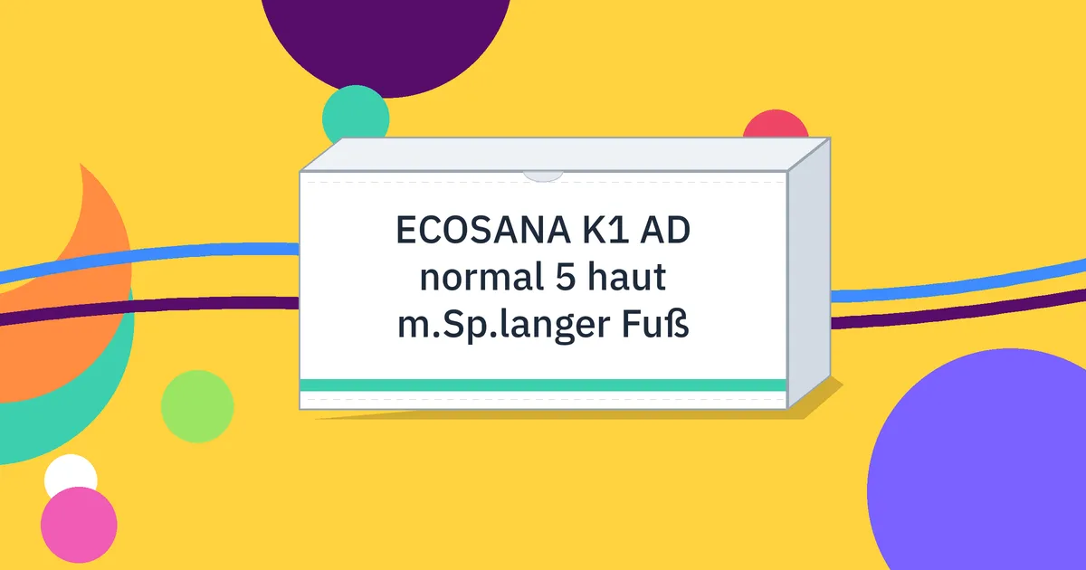 Symbolbild: Packung mit der Aufschrift ECOSANA K1 AD normal 5 haut m.Sp.langer Fuß (PZN 04725125) – Verfügbarkeit und Bezug in Apotheken in Frankfurt am Main
