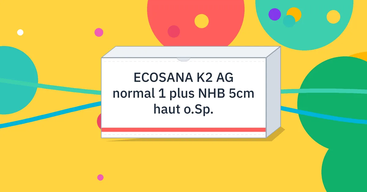 Symbolbild: Packung mit der Aufschrift ECOSANA K2 AG normal 1 plus NHB 5cm haut o.Sp. (PZN 01386786) – Verfügbarkeit und Bezug in Apotheken in Frankfurt am Main