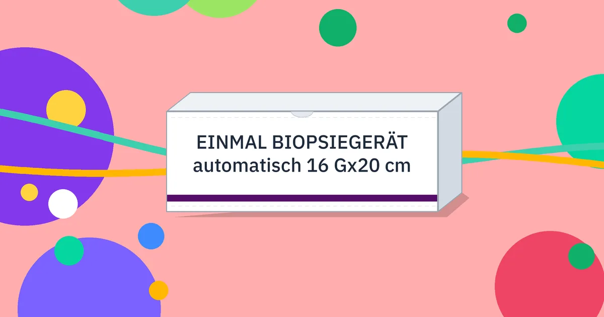 Symbolbild: Packung mit der Aufschrift EINMAL BIOPSIEGERÄT automatisch 16 Gx20 cm (PZN 11105067) – Verfügbarkeit und Bezug in Apotheken in Frankfurt am Main