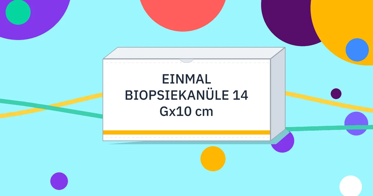 Symbolbild: Packung mit der Aufschrift EINMAL BIOPSIEKANÜLE 14 Gx10 cm (PZN 12360198) – Verfügbarkeit und Bezug in Apotheken in Frankfurt am Main
