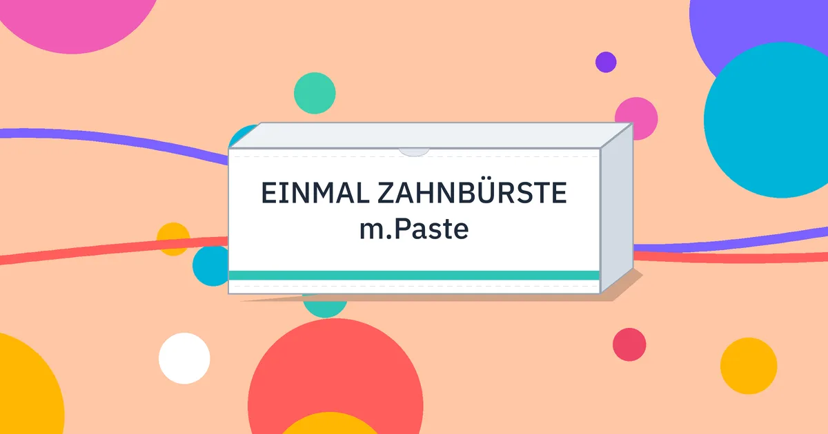 Symbolbild: Packung mit der Aufschrift EINMAL ZAHNBÜRSTE m.Paste (PZN 12955508) – Verfügbarkeit und Bezug in Apotheken in Frankfurt am Main
