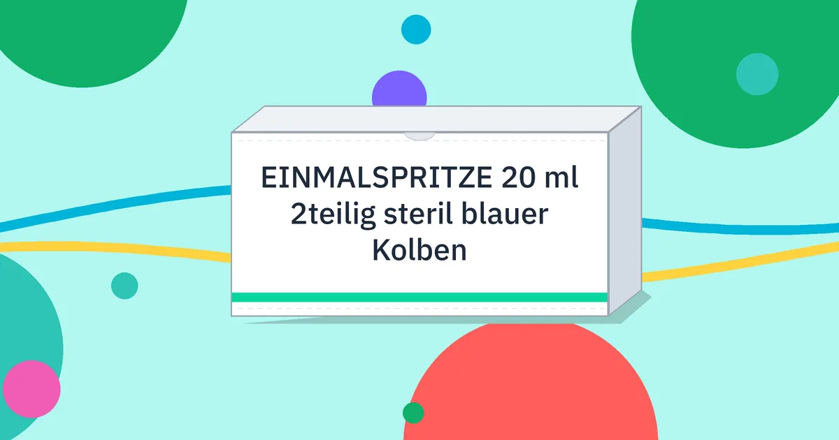 Symbolbild: Packung mit der Aufschrift EINMALSPRITZE 20 ml 2teilig steril blauer Kolben (PZN 20869473) – Verfügbarkeit und Bezug in Apotheken in Frankfurt am Main