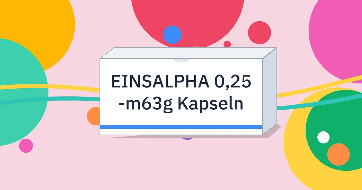Symbolbild: Packung mit der Aufschrift EINSALPHA 0,25 -m63g Kapseln (PZN 08617906) – Verfügbarkeit und Bezug in Apotheken in Frankfurt am Main