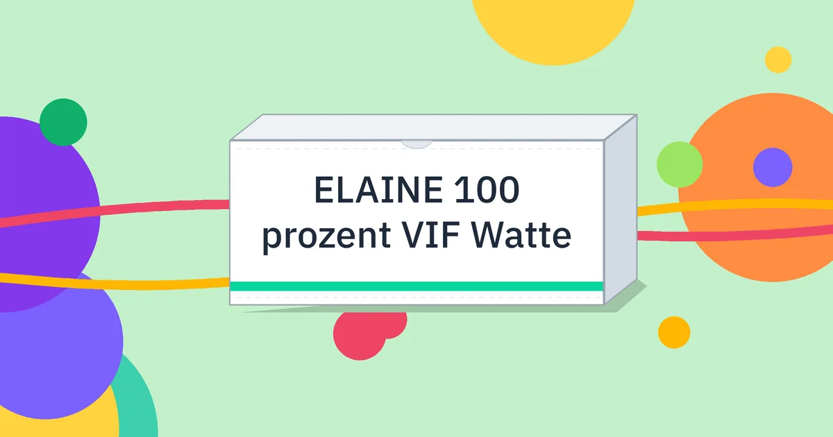 Symbolbild: Packung mit der Aufschrift ELAINE 100 prozent VIF Watte (PZN 04643189) – Verfügbarkeit und Bezug in Apotheken in Frankfurt am Main