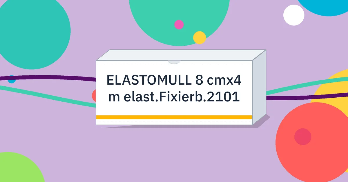 Symbolbild: Packung mit der Aufschrift ELASTOMULL 8 cmx4 m elast.Fixierb.2101 (PZN 19786055) – Verfügbarkeit und Bezug in Apotheken in Frankfurt am Main