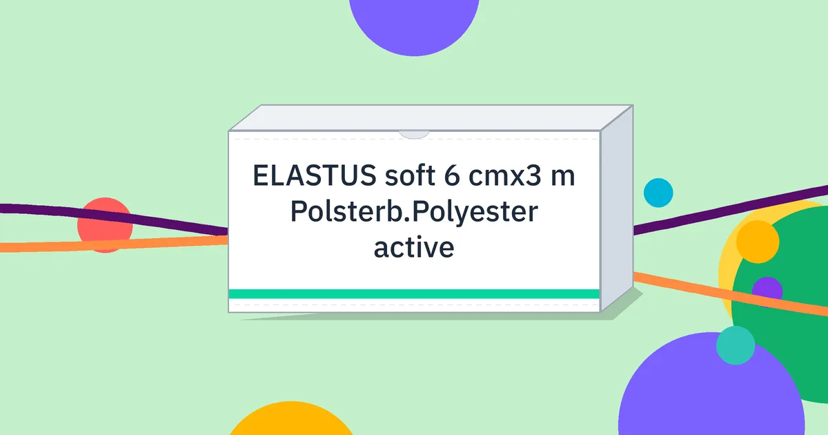 Symbolbild: Packung mit der Aufschrift ELASTUS soft 6 cmx3 m Polsterb.Polyester active (PZN 01312078) – Verfügbarkeit und Bezug in Apotheken in Frankfurt am Main