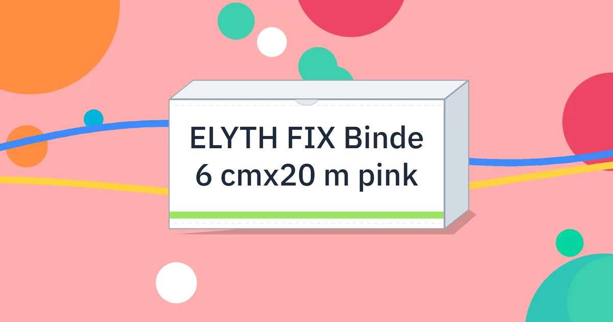 Symbolbild: Packung mit der Aufschrift ELYTH FIX Binde 6 cmx20 m pink (PZN 10537623) – Verfügbarkeit und Bezug in Apotheken in Frankfurt am Main