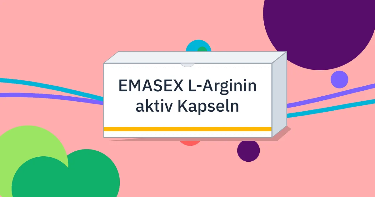 Symbolbild: Packung mit der Aufschrift EMASEX L-Arginin aktiv Kapseln (PZN 18027123) – Verfügbarkeit und Bezug in Apotheken in Frankfurt am Main