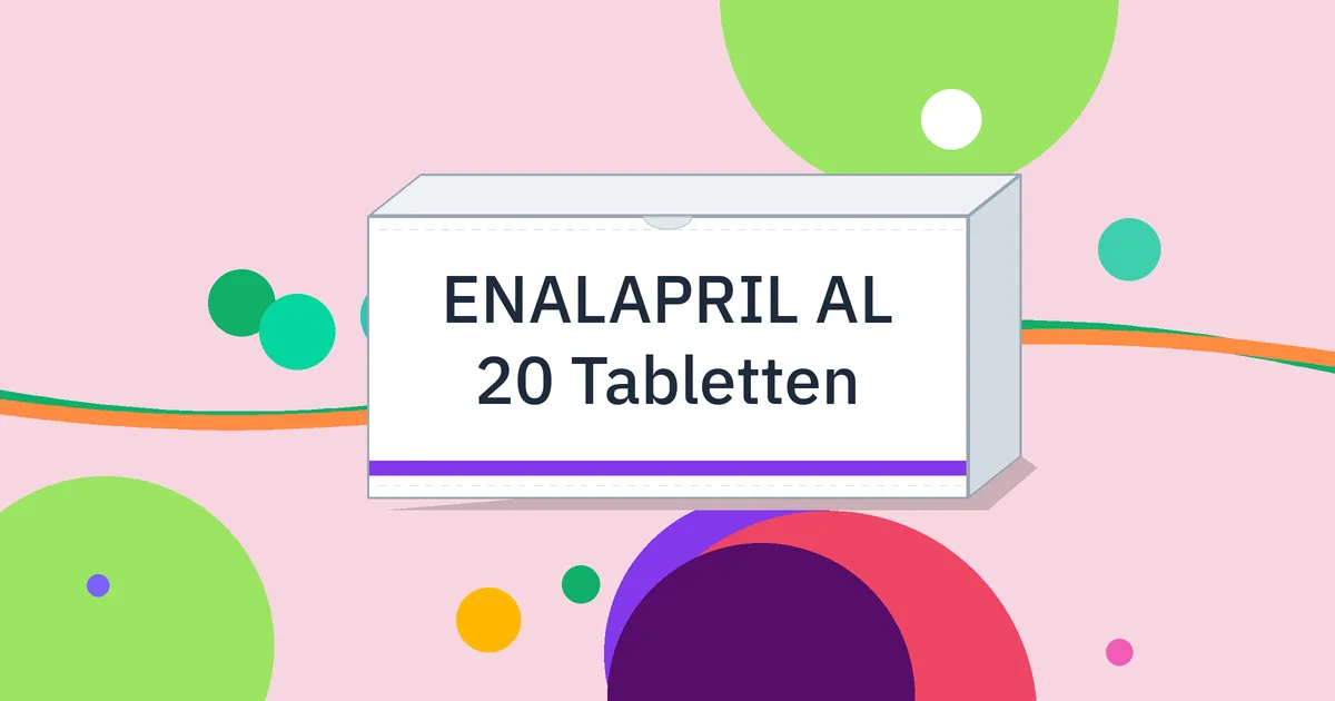 Symbolbild: Packung mit der Aufschrift ENALAPRIL AL 20 Tabletten (PZN 01097792) – Verfügbarkeit und Bezug in Apotheken in Frankfurt am Main