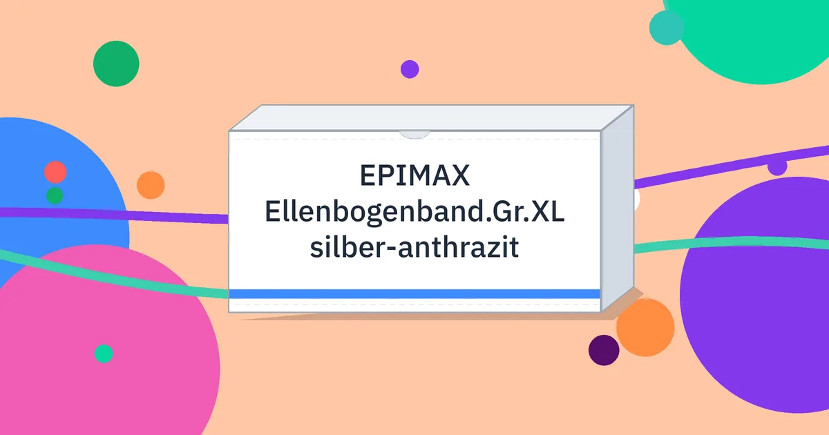 Symbolbild: Packung mit der Aufschrift EPIMAX Ellenbogenband.Gr.XL silber-anthrazit (PZN 11097095) – Verfügbarkeit und Bezug in Apotheken in Frankfurt am Main