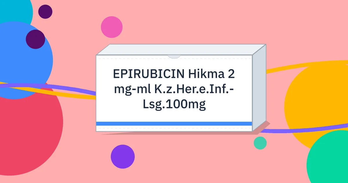Symbolbild: Packung mit der Aufschrift EPIRUBICIN Hikma 2 mg-ml K.z.Her.e.Inf.-Lsg.100mg (PZN 17867950) – Verfügbarkeit und Bezug in Apotheken in Frankfurt am Main