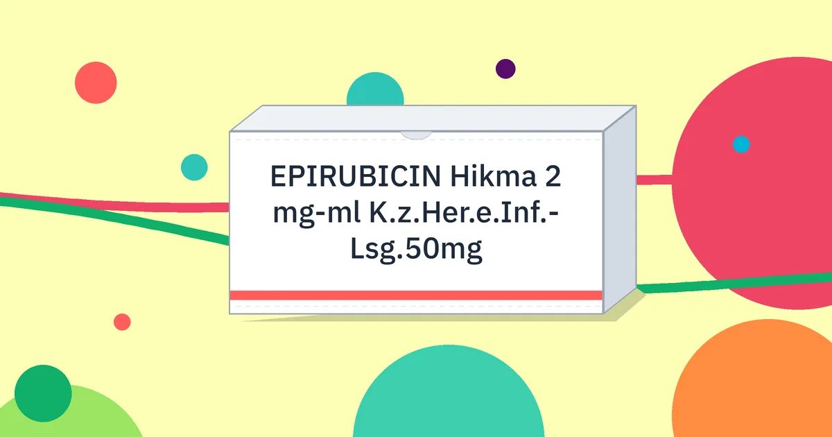 Symbolbild: Packung mit der Aufschrift EPIRUBICIN Hikma 2 mg-ml K.z.Her.e.Inf.-Lsg.50mg (PZN 17867944) – Verfügbarkeit und Bezug in Apotheken in Frankfurt am Main
