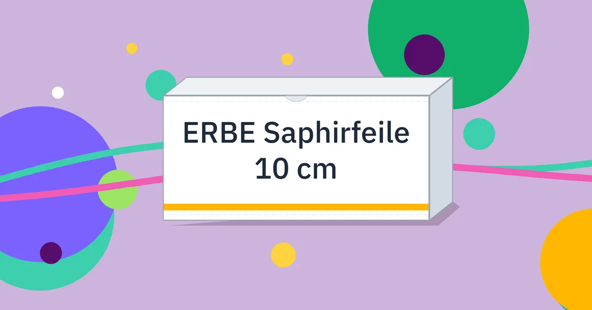 Symbolbild: Packung mit der Aufschrift ERBE Saphirfeile 10 cm (PZN 15887210) – Verfügbarkeit und Bezug in Apotheken in Frankfurt am Main