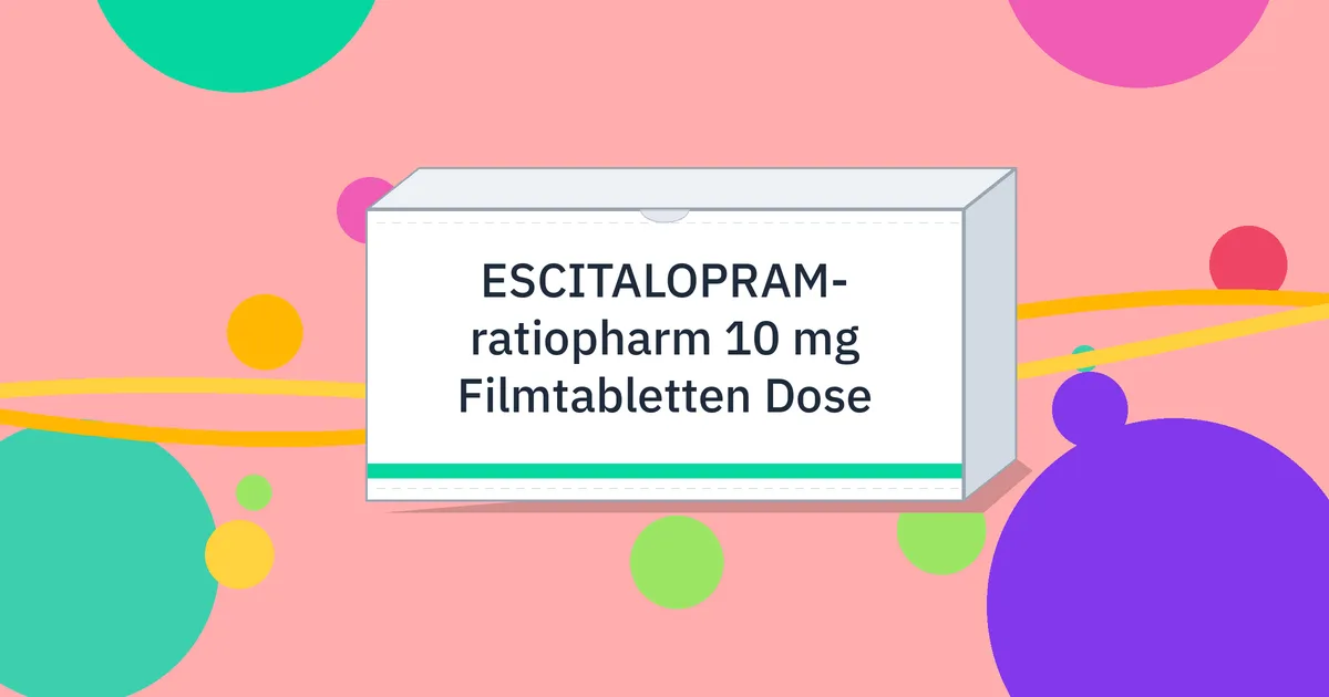 Symbolbild: Packung mit der Aufschrift ESCITALOPRAM-ratiopharm 10 mg Filmtabletten Dose (PZN 19535749) – Verfügbarkeit und Bezug in Apotheken in Frankfurt am Main