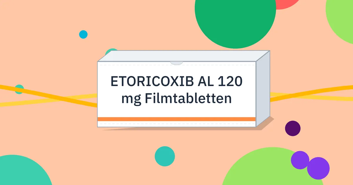 Symbolbild: Packung mit der Aufschrift ETORICOXIB AL 120 mg Filmtabletten (PZN 12464503) – Verfügbarkeit und Bezug in Apotheken in Frankfurt am Main