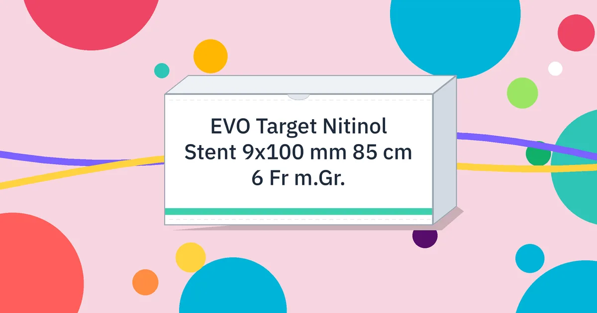 Symbolbild: Packung mit der Aufschrift EVO Target Nitinol Stent 9x100 mm 85 cm 6 Fr m.Gr. (PZN 00101824) – Verfügbarkeit und Bezug in Apotheken in Frankfurt am Main