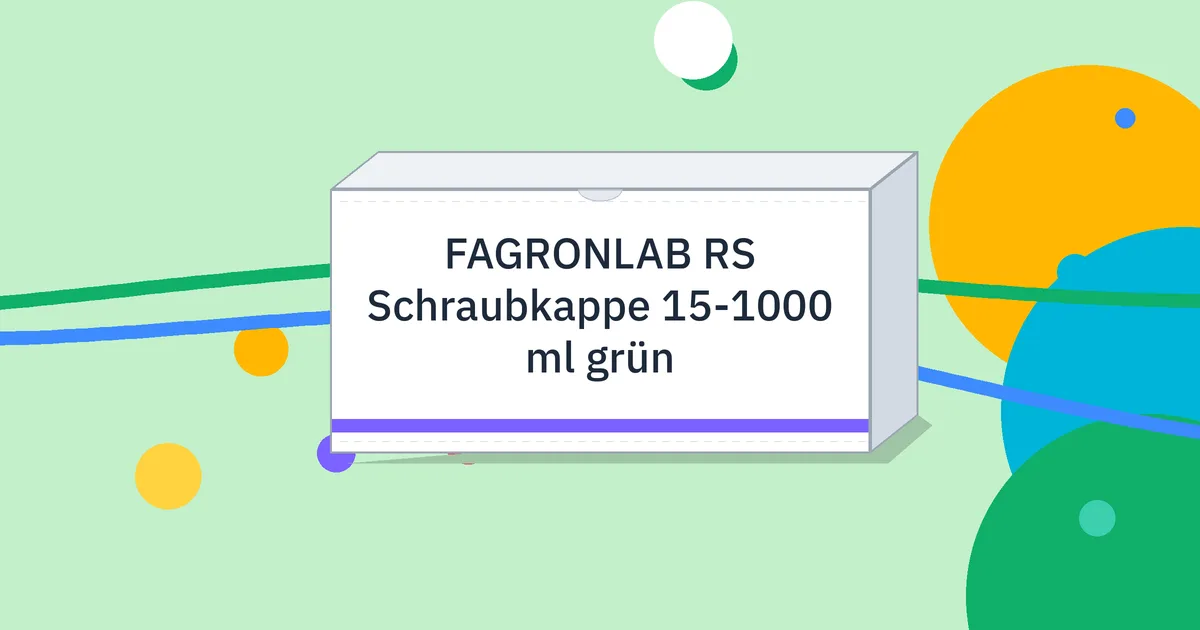 Symbolbild: Packung mit der Aufschrift FAGRONLAB RS Schraubkappe 15-1000 ml grün (PZN 20927785) – Verfügbarkeit und Bezug in Apotheken in Frankfurt am Main