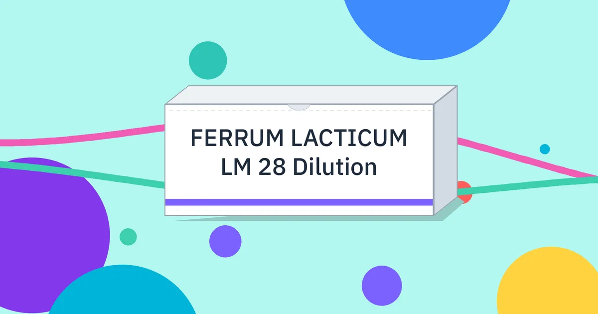 Symbolbild: Packung mit der Aufschrift FERRUM LACTICUM LM 28 Dilution (PZN 12849580) – Verfügbarkeit und Bezug in Apotheken in Frankfurt am Main