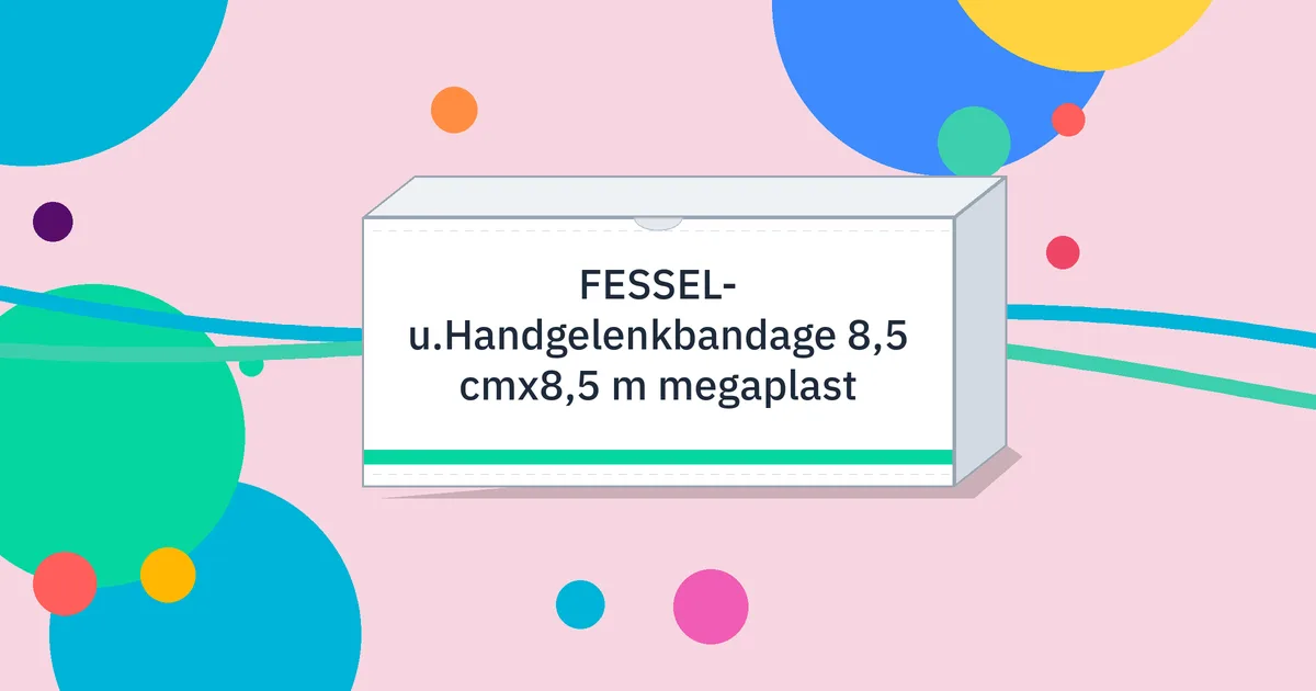 Symbolbild: Packung mit der Aufschrift FESSEL- u.Handgelenkbandage 8,5 cmx8,5 m megaplast (PZN 16500615) – Verfügbarkeit und Bezug in Apotheken in Frankfurt am Main
