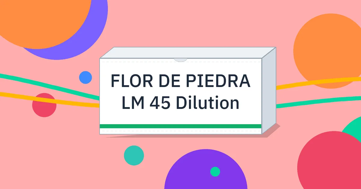 Symbolbild: Packung mit der Aufschrift FLOR DE PIEDRA LM 45 Dilution (PZN 13489505) – Verfügbarkeit und Bezug in Apotheken in Frankfurt am Main