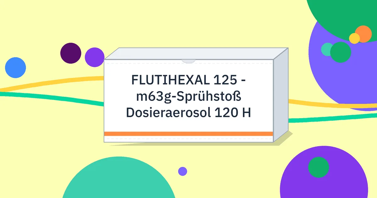 Symbolbild: Packung mit der Aufschrift FLUTIHEXAL 125 -m63g-Sprühstoß Dosieraerosol 120 H (PZN 10098974) – Verfügbarkeit und Bezug in Apotheken in Frankfurt am Main