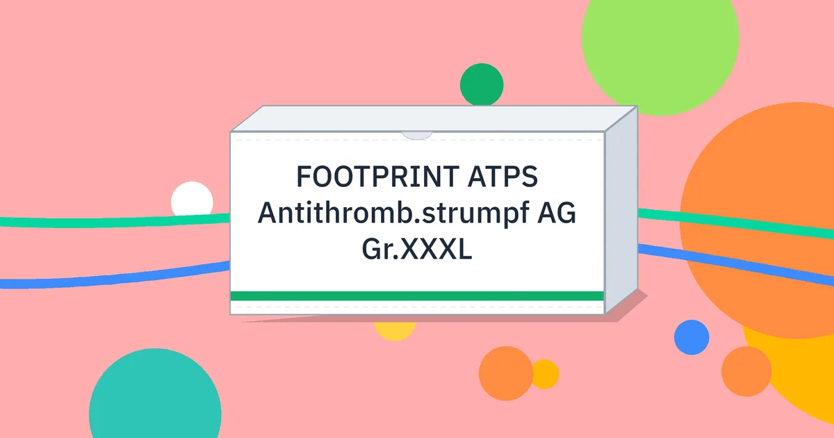 Symbolbild: Packung mit der Aufschrift FOOTPRINT ATPS Antithromb.strumpf AG Gr.XXXL (PZN 11608584) – Verfügbarkeit und Bezug in Apotheken in Frankfurt am Main