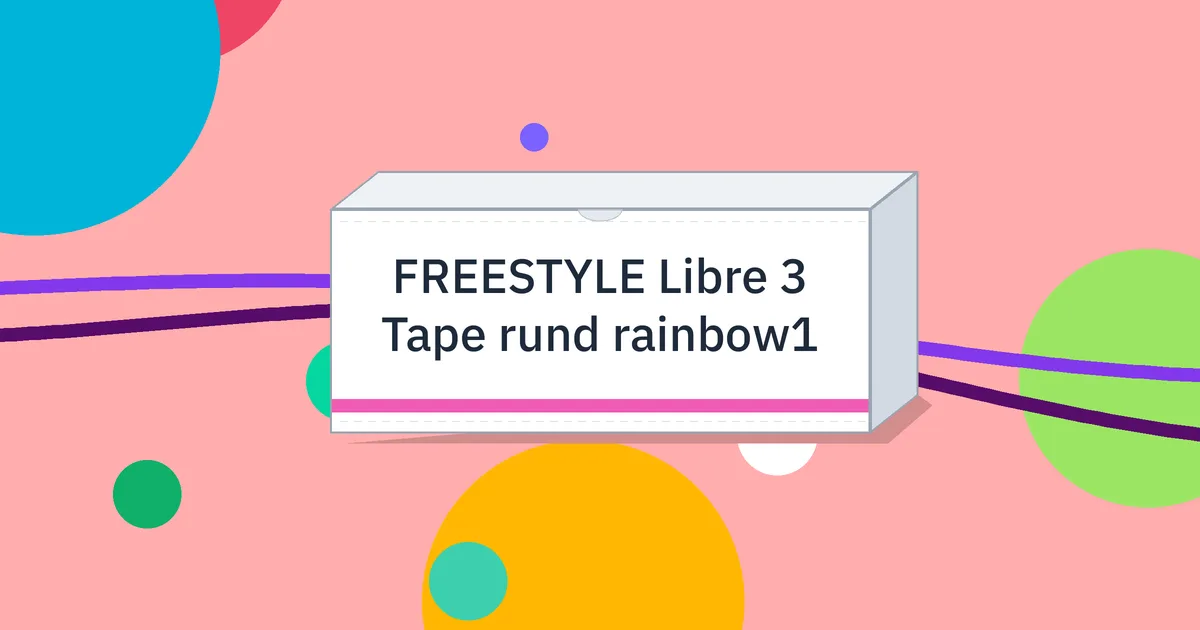 Symbolbild: Packung mit der Aufschrift FREESTYLE Libre 3 Tape rund rainbow1 (PZN 18178187) – Verfügbarkeit und Bezug in Apotheken in Frankfurt am Main