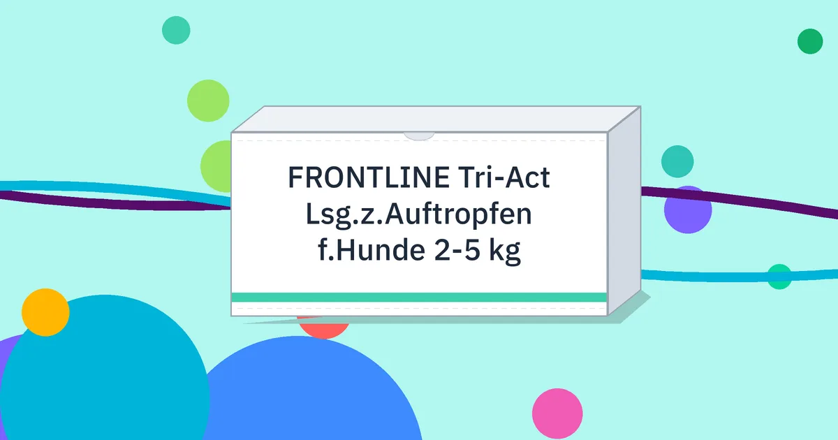 Symbolbild: Packung mit der Aufschrift FRONTLINE Tri-Act Lsg.z.Auftropfen f.Hunde 2-5 kg (PZN 16359832) – Verfügbarkeit und Bezug in Apotheken in Frankfurt am Main