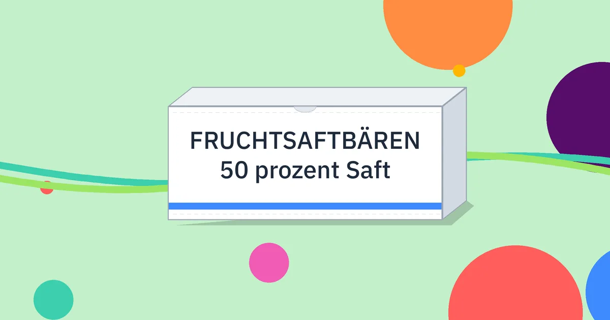 Symbolbild: Packung mit der Aufschrift FRUCHTSAFTBÄREN 50 prozent Saft (PZN 15398296) – Verfügbarkeit und Bezug in Apotheken in Frankfurt am Main