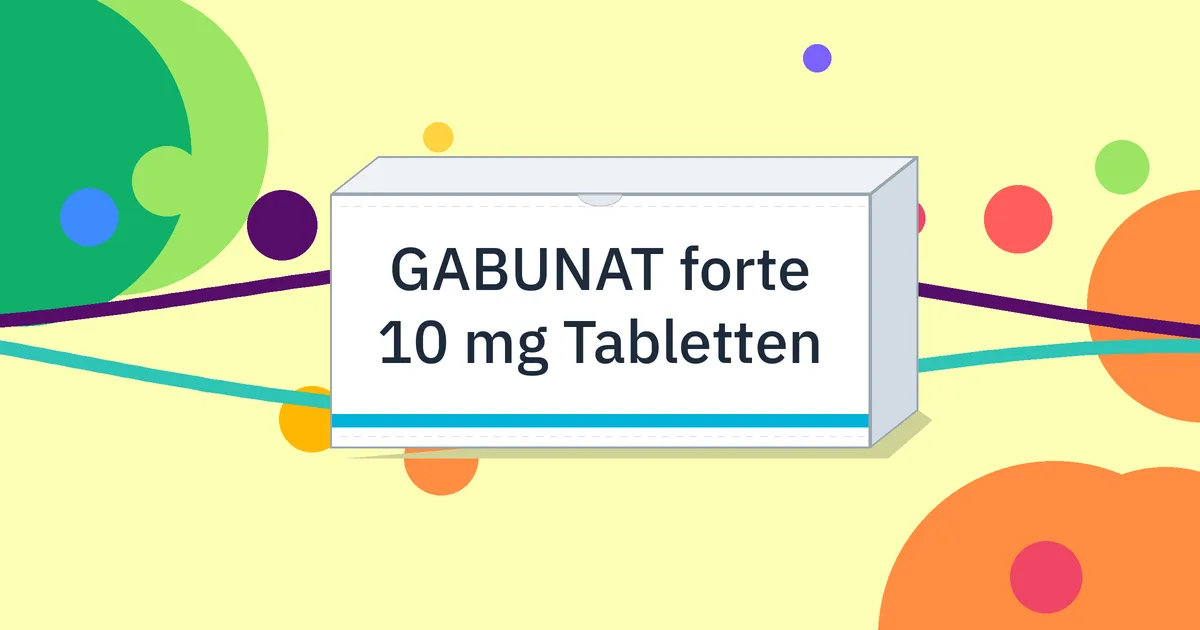 Symbolbild: Packung mit der Aufschrift GABUNAT forte 10 mg Tabletten (PZN 00745214) – Verfügbarkeit und Bezug in Apotheken in Frankfurt am Main