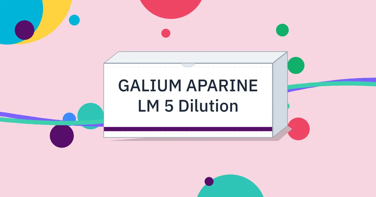 Symbolbild: Packung mit der Aufschrift GALIUM APARINE LM 5 Dilution (PZN 13497048) – Verfügbarkeit und Bezug in Apotheken in Frankfurt am Main