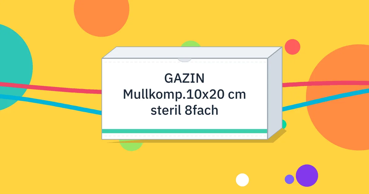 Symbolbild: Packung mit der Aufschrift GAZIN Mullkomp.10x20 cm steril 8fach (PZN 17434429) – Verfügbarkeit und Bezug in Apotheken in Frankfurt am Main