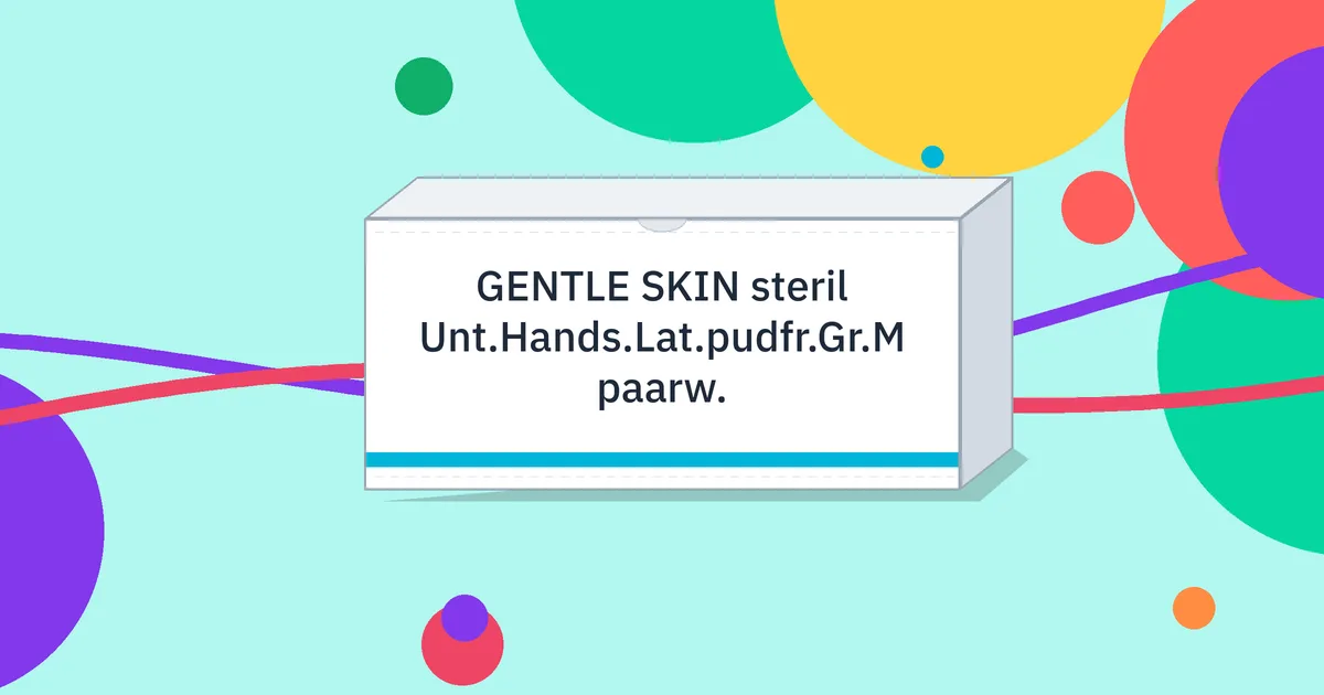Symbolbild: Packung mit der Aufschrift GENTLE SKIN steril Unt.Hands.Lat.pudfr.Gr.M paarw. (PZN 02244485) – Verfügbarkeit und Bezug in Apotheken in Frankfurt am Main