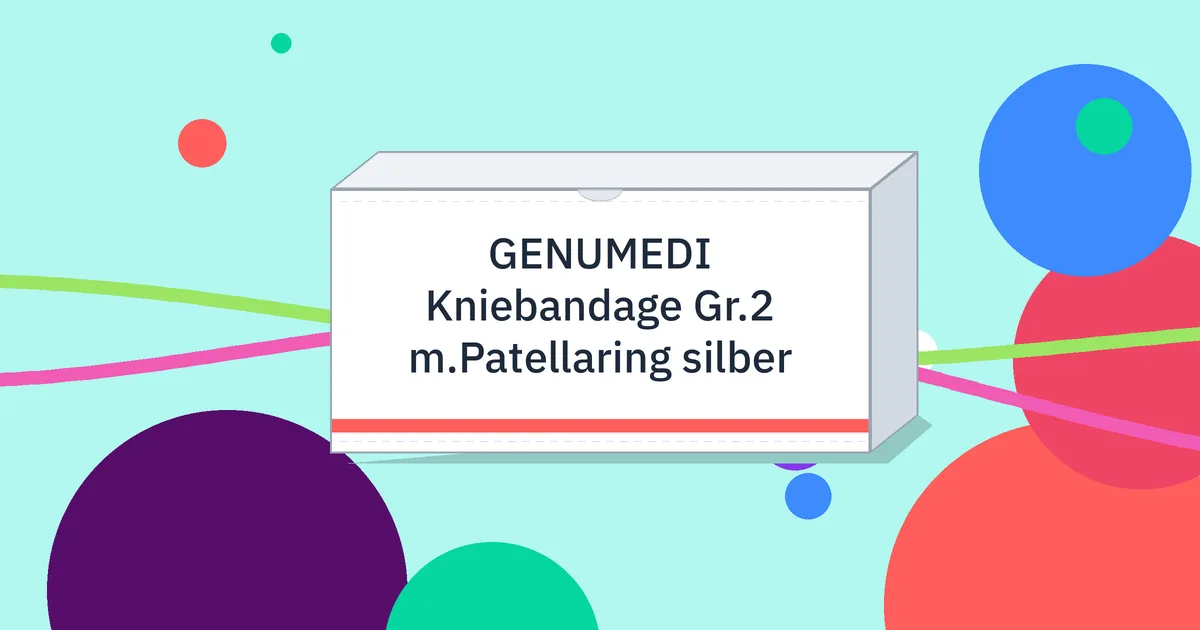 Symbolbild: Packung mit der Aufschrift GENUMEDI Kniebandage Gr.2 m.Patellaring silber (PZN 15315583) – Verfügbarkeit und Bezug in Apotheken in Frankfurt am Main