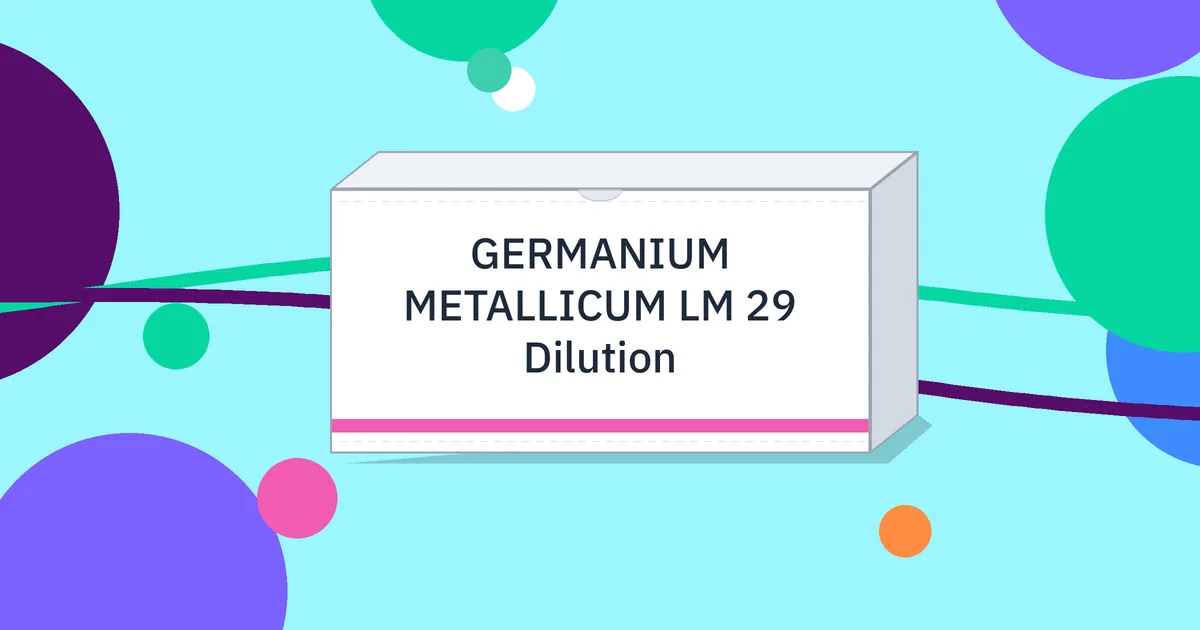 Symbolbild: Packung mit der Aufschrift GERMANIUM METALLICUM LM 29 Dilution (PZN 12877381) – Verfügbarkeit und Bezug in Apotheken in Frankfurt am Main