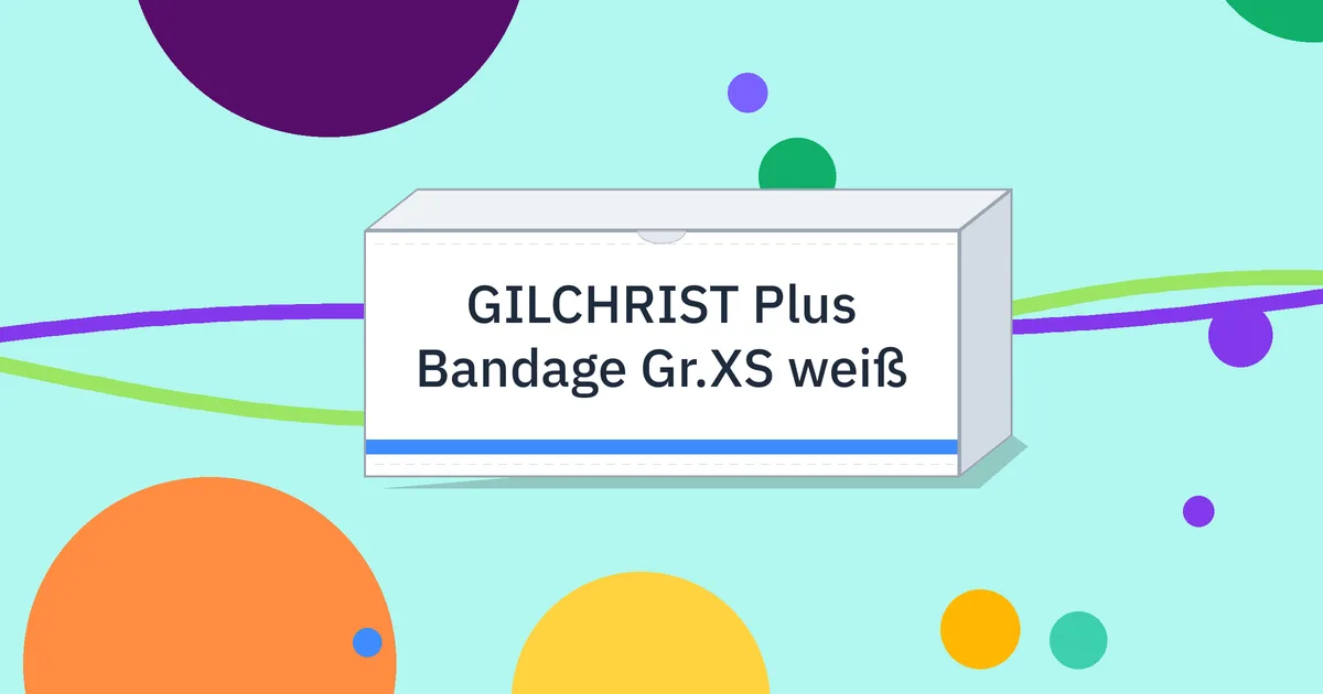 Symbolbild: Packung mit der Aufschrift GILCHRIST Plus Bandage Gr.XS weiß (PZN 04911247) – Verfügbarkeit und Bezug in Apotheken in Frankfurt am Main