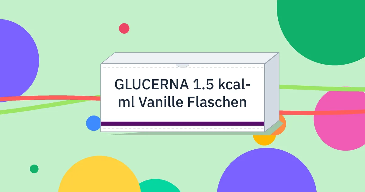 Symbolbild: Packung mit der Aufschrift GLUCERNA 1.5 kcal-ml Vanille Flaschen (PZN 17885178) – Verfügbarkeit und Bezug in Apotheken in Frankfurt am Main
