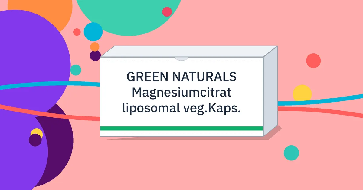 Symbolbild: Packung mit der Aufschrift GREEN NATURALS Magnesiumcitrat liposomal veg.Kaps. (PZN 18272265) – Verfügbarkeit und Bezug in Apotheken in Frankfurt am Main
