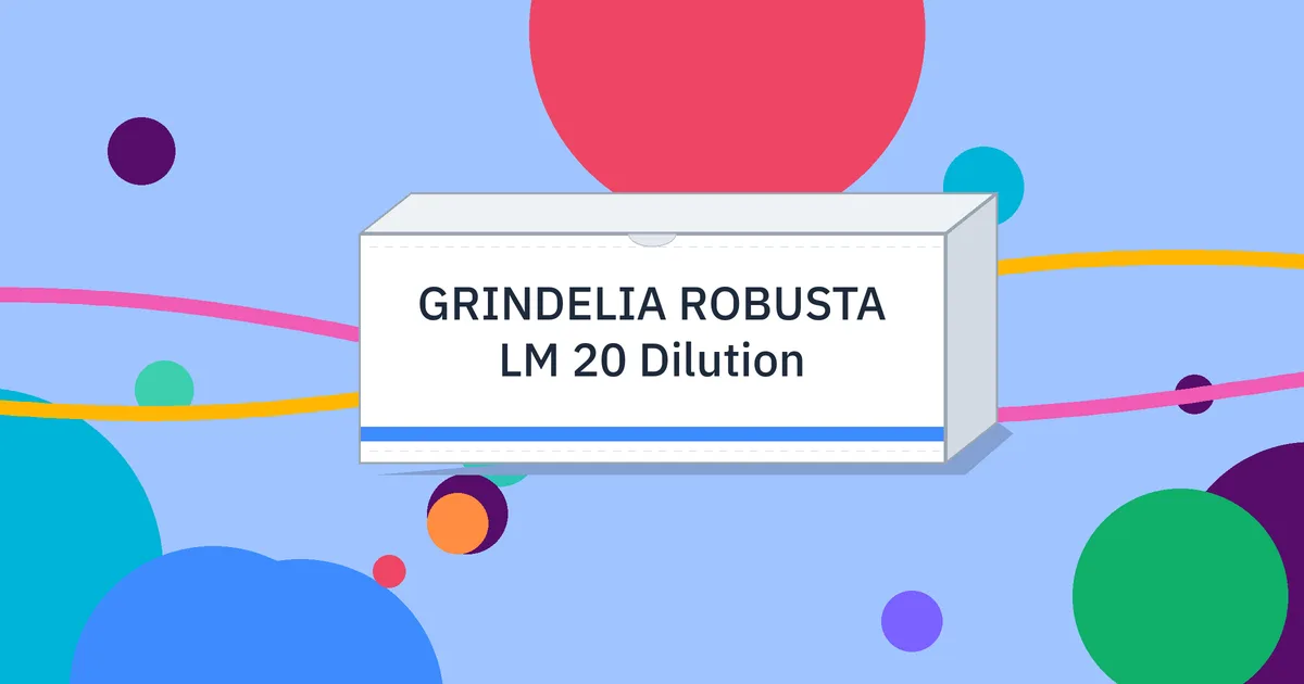 Symbolbild: Packung mit der Aufschrift GRINDELIA ROBUSTA LM 20 Dilution (PZN 13547094) – Verfügbarkeit und Bezug in Apotheken in Frankfurt am Main