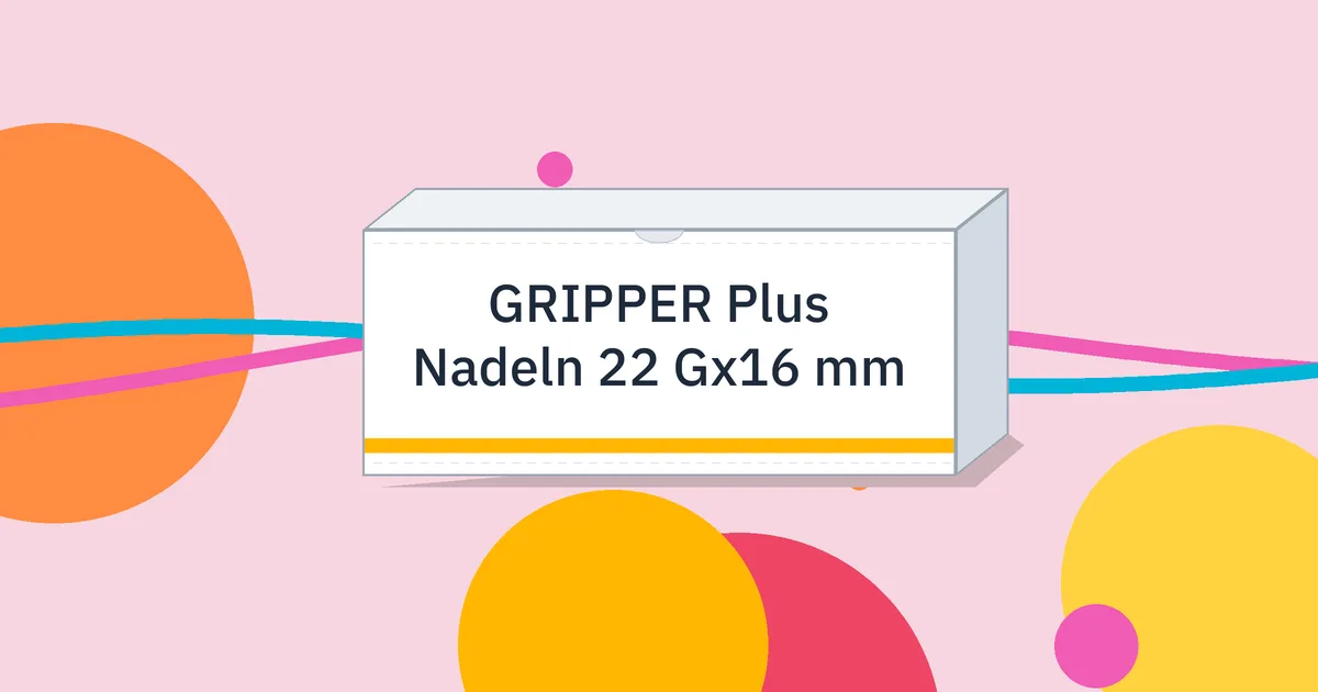 Symbolbild: Packung mit der Aufschrift GRIPPER Plus Nadeln 22 Gx16 mm (PZN 01134783) – Verfügbarkeit und Bezug in Apotheken in Frankfurt am Main