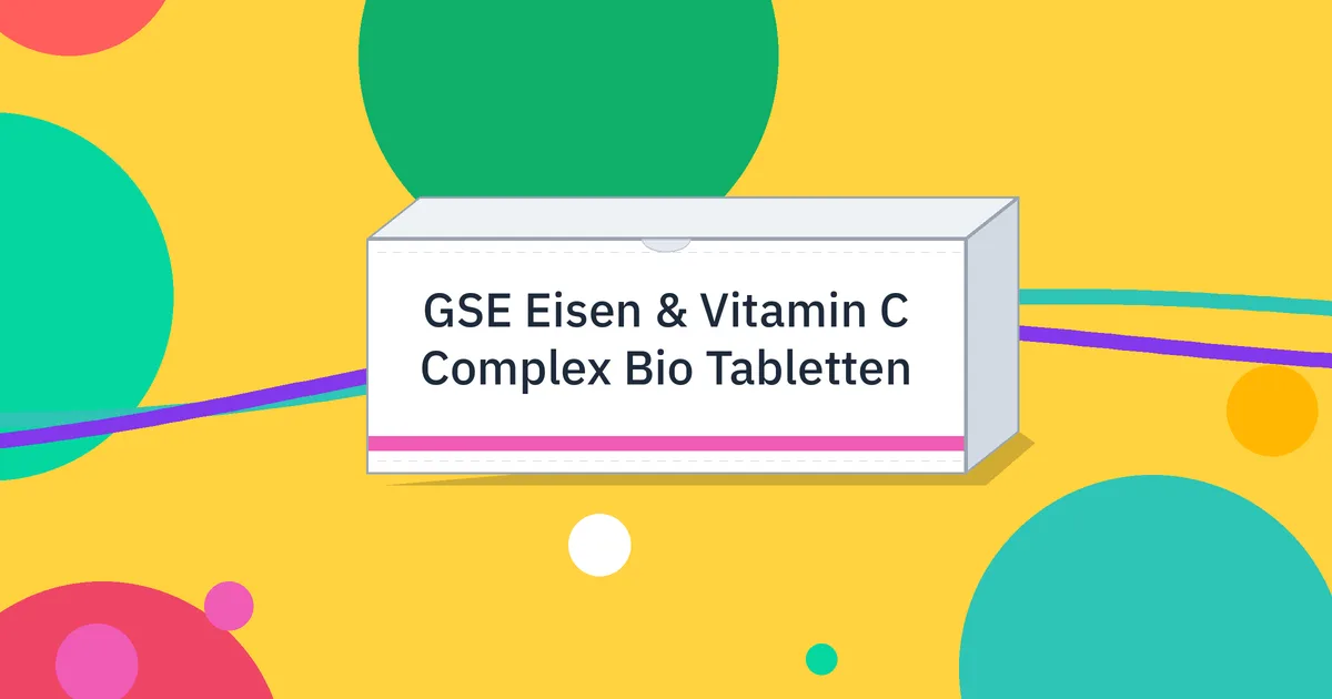 Symbolbild: Packung mit der Aufschrift GSE Eisen & Vitamin C Complex Bio Tabletten (PZN 10795207) – Verfügbarkeit und Bezug in Apotheken in Frankfurt am Main