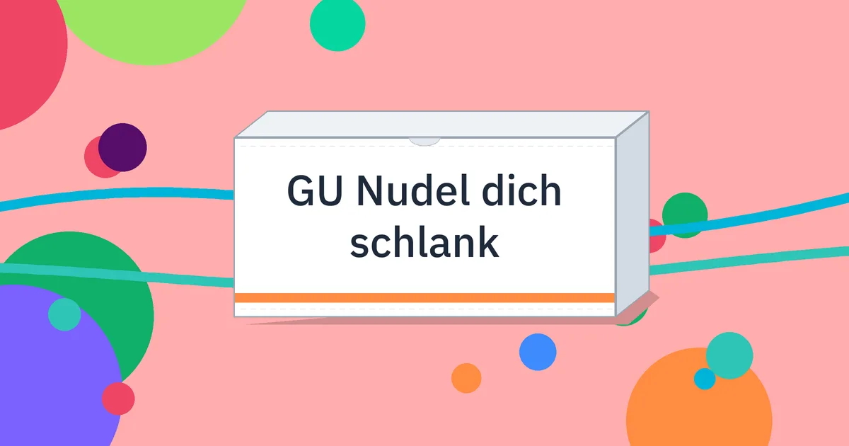 Symbolbild: Packung mit der Aufschrift GU Nudel dich schlank (PZN 19159677) – Verfügbarkeit und Bezug in Apotheken in Frankfurt am Main