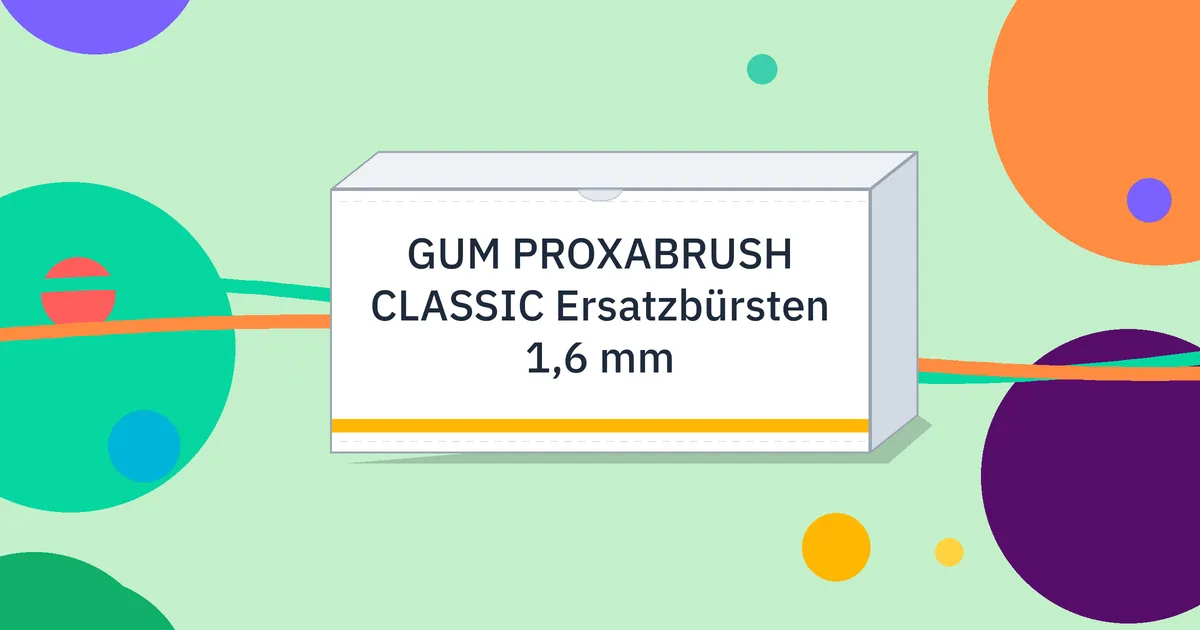 Symbolbild: Packung mit der Aufschrift GUM PROXABRUSH CLASSIC Ersatzbürsten 1,6 mm (PZN 11347936) – Verfügbarkeit und Bezug in Apotheken in Frankfurt am Main