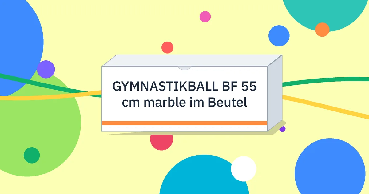 Symbolbild: Packung mit der Aufschrift GYMNASTIKBALL BF 55 cm marble im Beutel (PZN 07565248) – Verfügbarkeit und Bezug in Apotheken in Frankfurt am Main