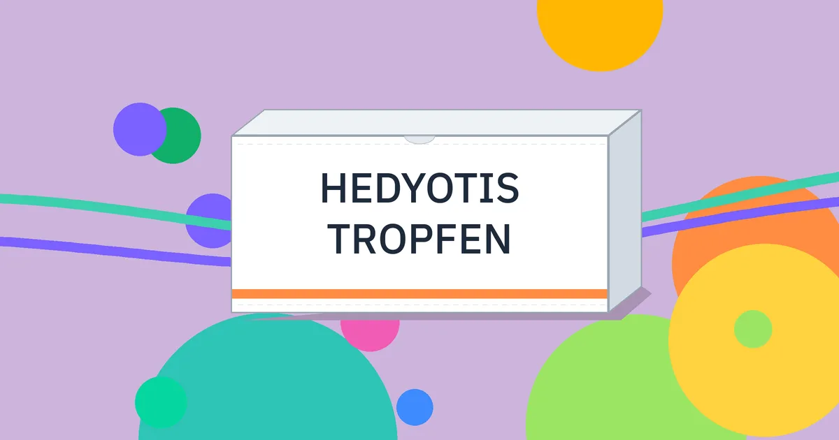 Symbolbild: Packung mit der Aufschrift HEDYOTIS TROPFEN (PZN 14127454) – Verfügbarkeit und Bezug in Apotheken in Frankfurt am Main