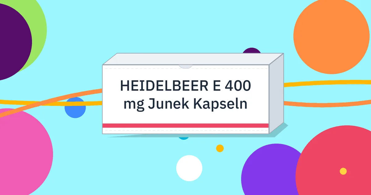 Symbolbild: Packung mit der Aufschrift HEIDELBEER E 400 mg Junek Kapseln (PZN 10336439) – Verfügbarkeit und Bezug in Apotheken in Frankfurt am Main